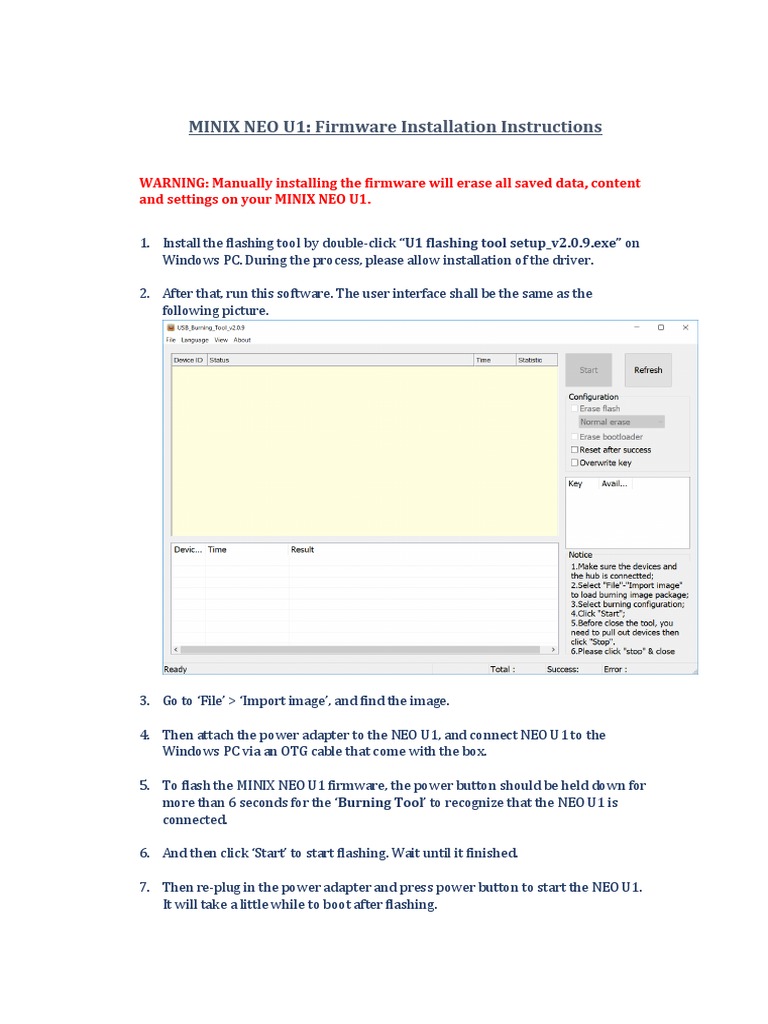 MINIX NEO U1 Firmware Installation Guide | PDF | Technology & Engineering