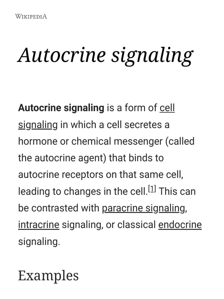 Autocrine Signaling | PDF | Science & Mathematics