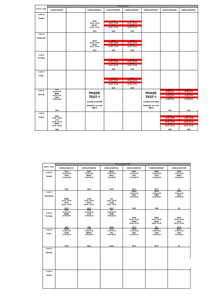 Phase TEST-1 Phase TEST-1: Date / Day | PDF