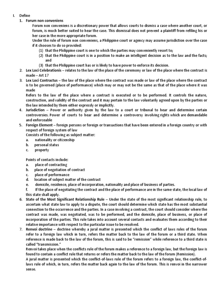 Forum Non Conveniens, Lex Loci Contractus, and Other Conflict of Laws ...
