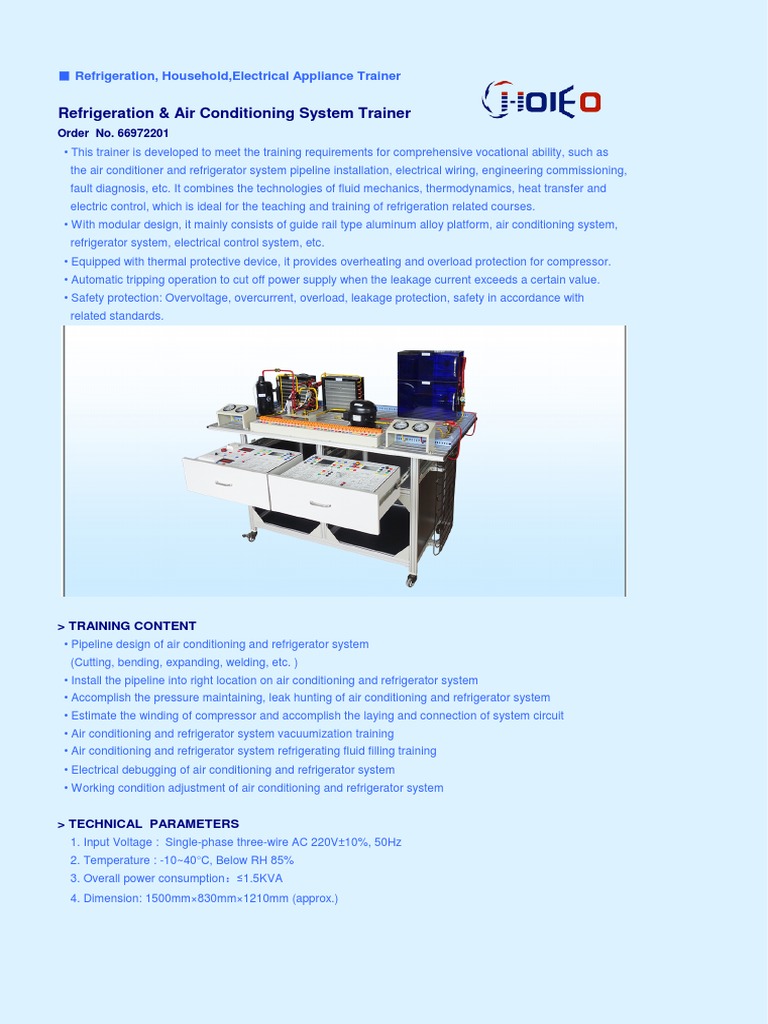 Refrigeration & AC System Trainer Overview | PDF | Air Conditioning ...