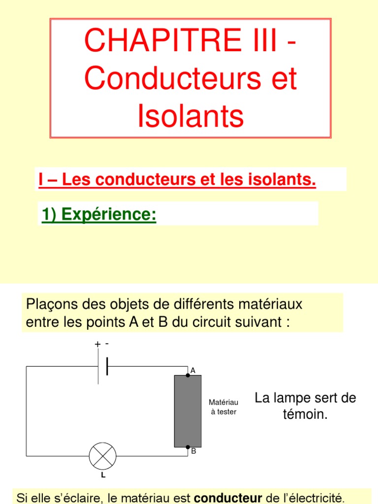 Conducteurs et Isolants Électriques | PDF | Métaux | Électricité
