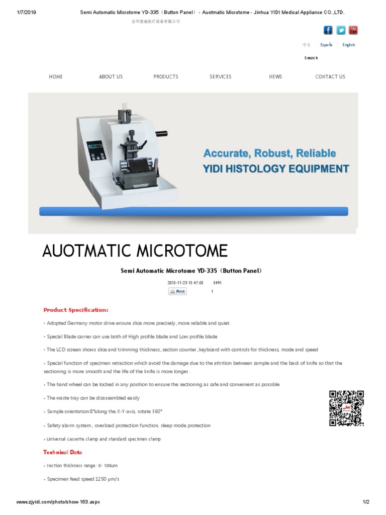 Semi Automatic Microtome YD-335 Button Panel - Auotmatic Microtome ...