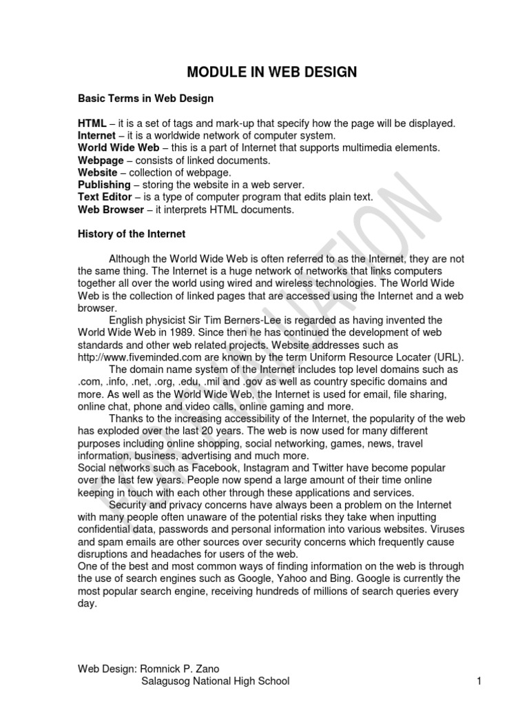 Grade 9 Web Design | PDF | Html Element | World Wide Web