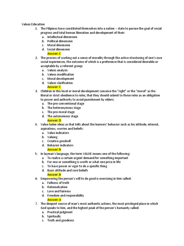 Values Education Let reviewer | Value (Ethics) | Morality