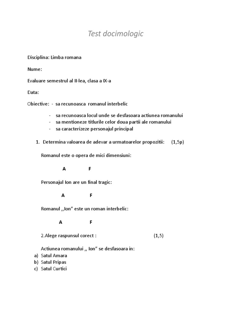Test Docimologic | PDF