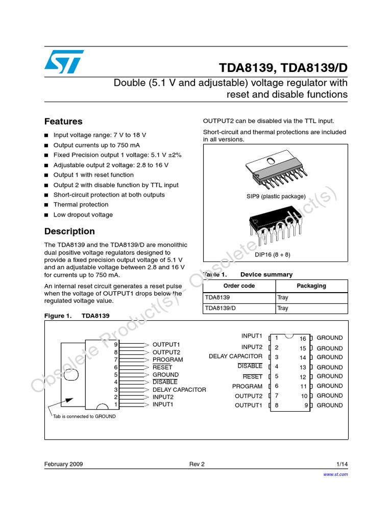 Obsolete Product(s) - Obsolete Product(s) : TDA8139, TDA8139/D | PDF | Intellectual Property ...