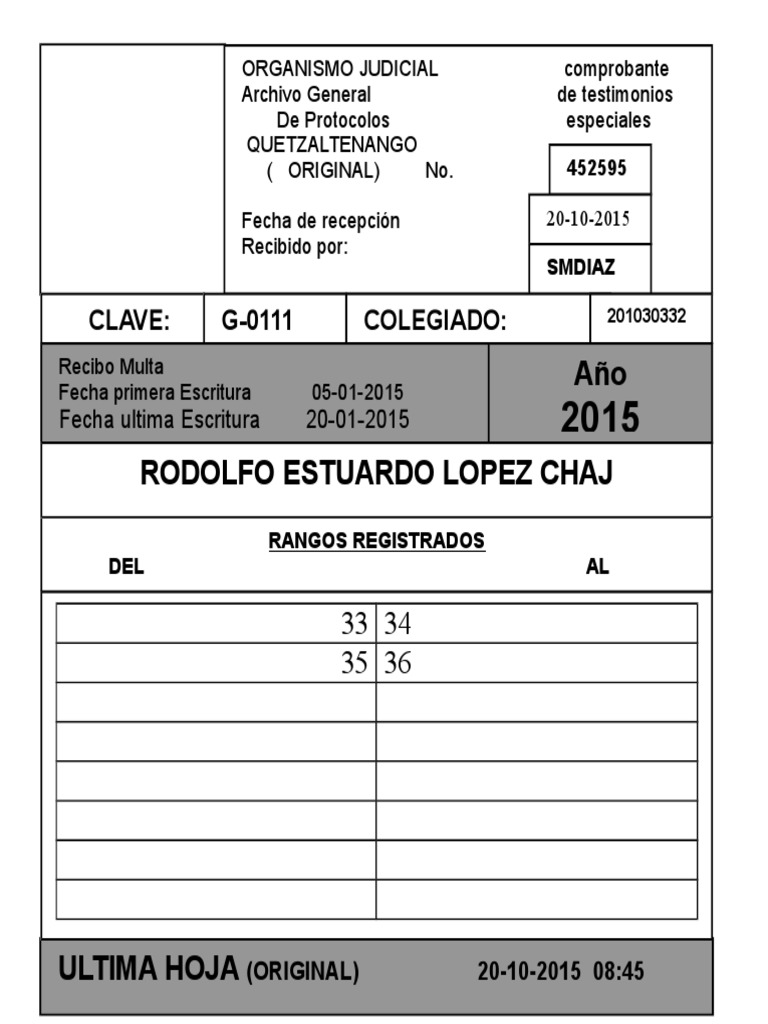 Comprobante de Testimonios Especiales 7 | PDF Comprobante de Testimonios Especiales 7 | PDF
