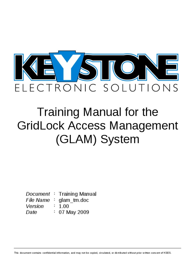 Training Manual For The Gridlock Access Management (Glam) System | PDF ...