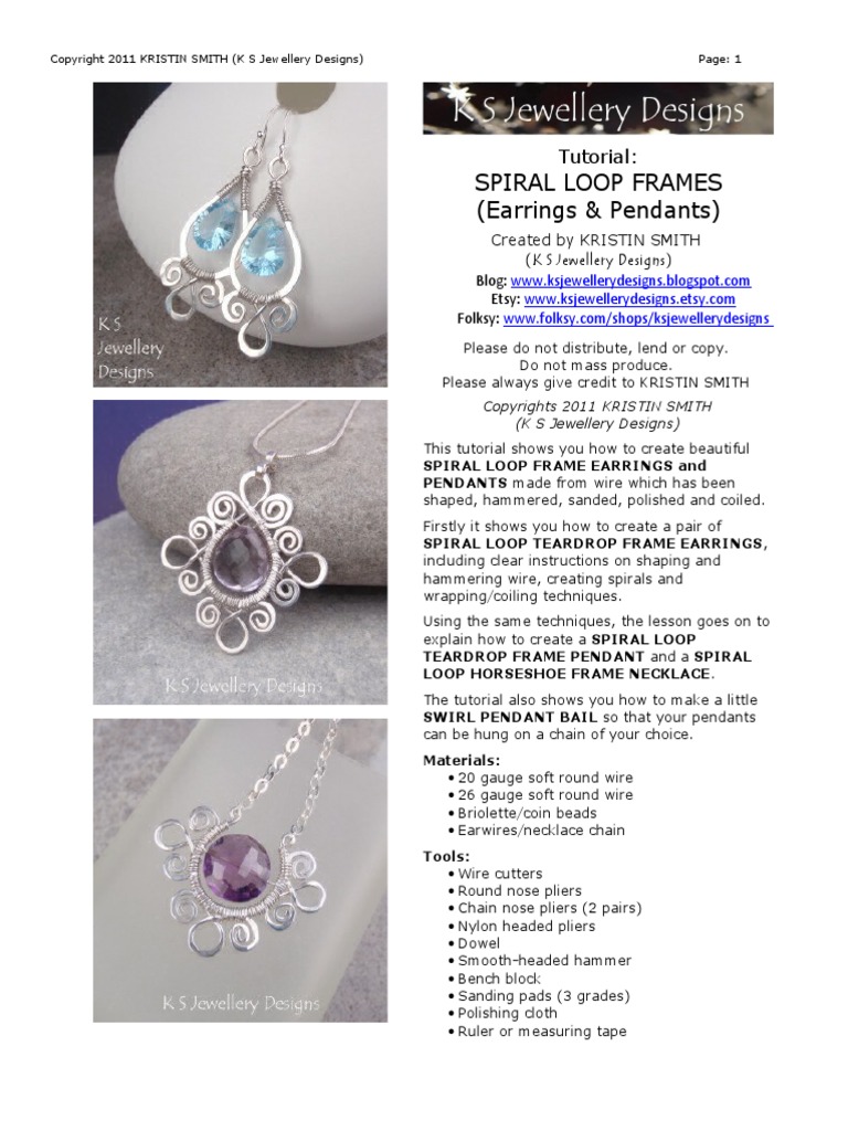 Spiral Loop Frames Tutorial KSJEWELLERY | PDF | Wire | Jewellery