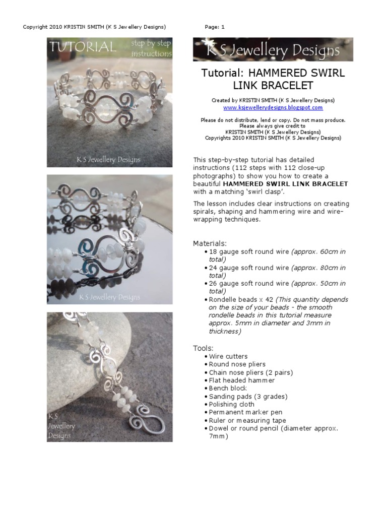 Hammered Swirl Link Bracelet Tutorial KSJEWELLERY | PDF | Wire | Jewellery