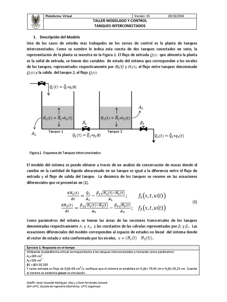 Modelado y control de tanques interconectados | PDF | Mecánica | Análisis matemático