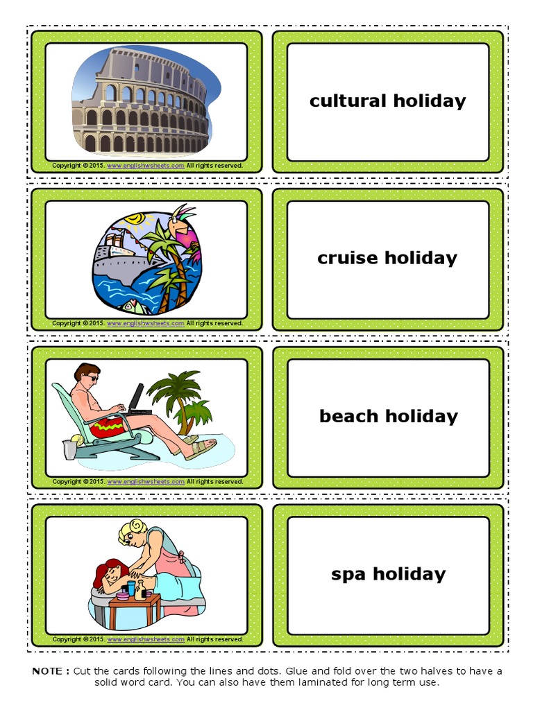 Types of Holidays Esl Vocabulary Game Cards For Kids | PDF