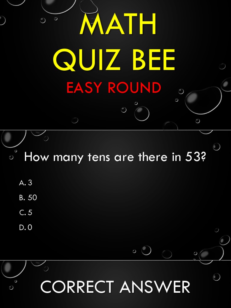 Grade 1 Easy Math Quiz Bee Questions | PDF