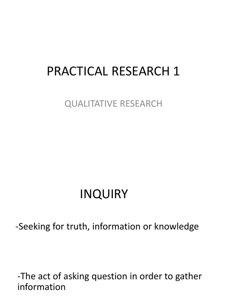 Practical Research 1 | PDF | Experiment | Qualitative Research