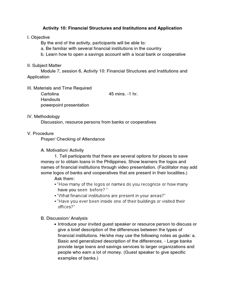 Module 7 Activity 10 | PDF | Microfinance | Cooperative