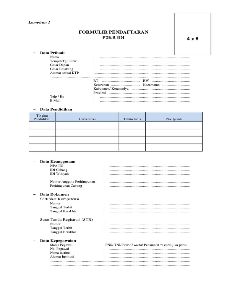 Lampiran Form Pendaftaran | PDF