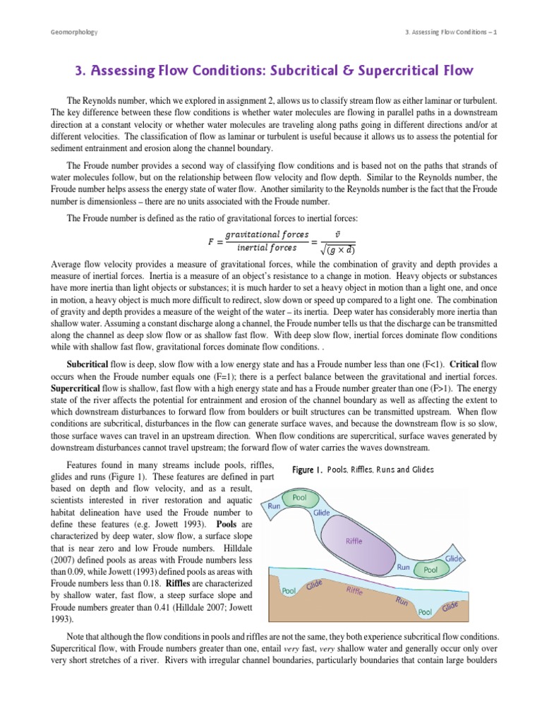 Assessing Flow Conditions: Subcritical & Supercritical Flow | PDF ...