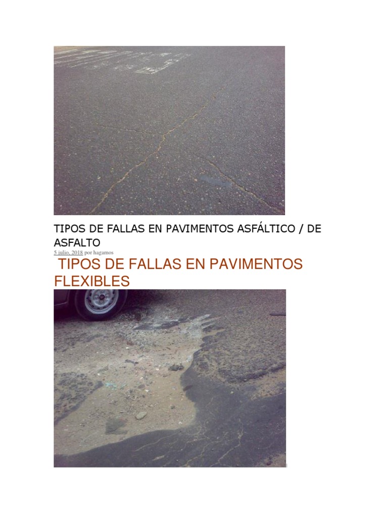 Tipos De Fallas En Pavimentos Asfáltico Pdf Hormigón Naturaleza