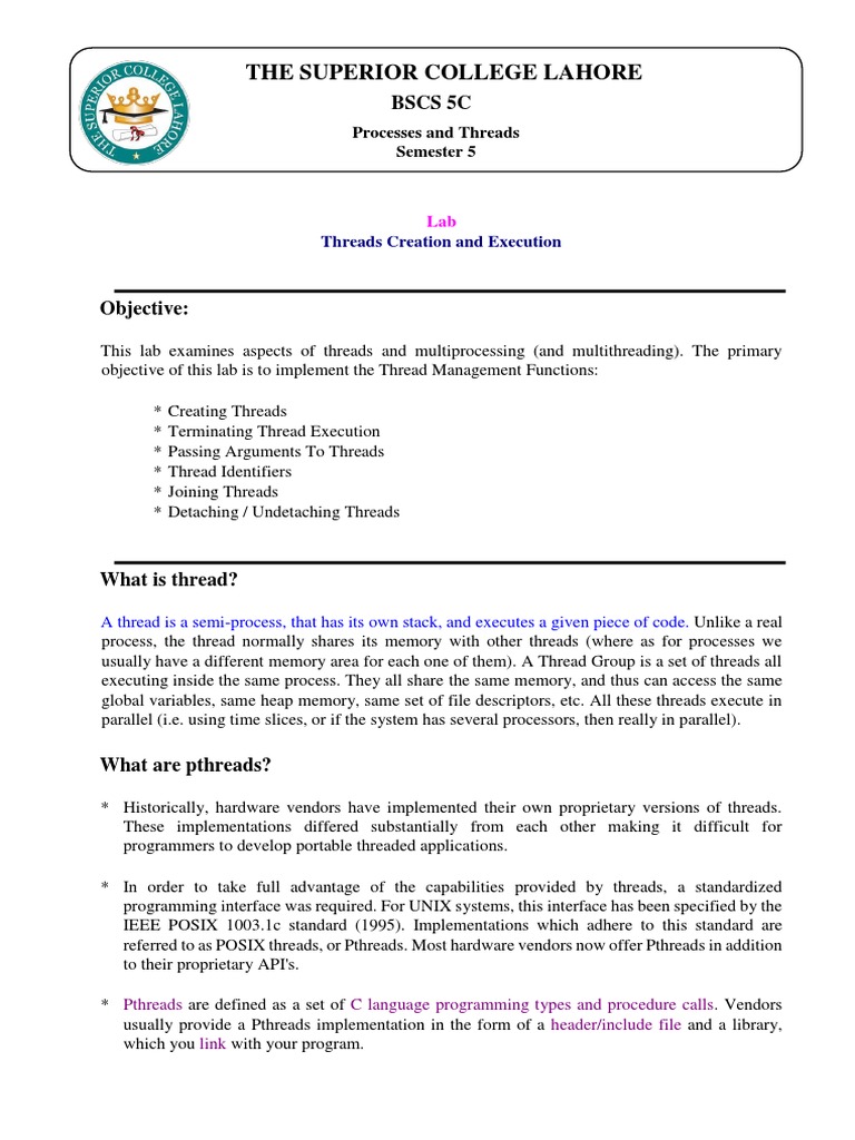 Thread Management with Pthreads in C | PDF | Subroutine | Thread (Computing)
