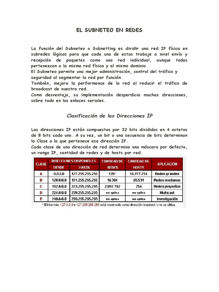 El Subneteo en Redes | PDF | Dirección IP | Telecomunicaciones
