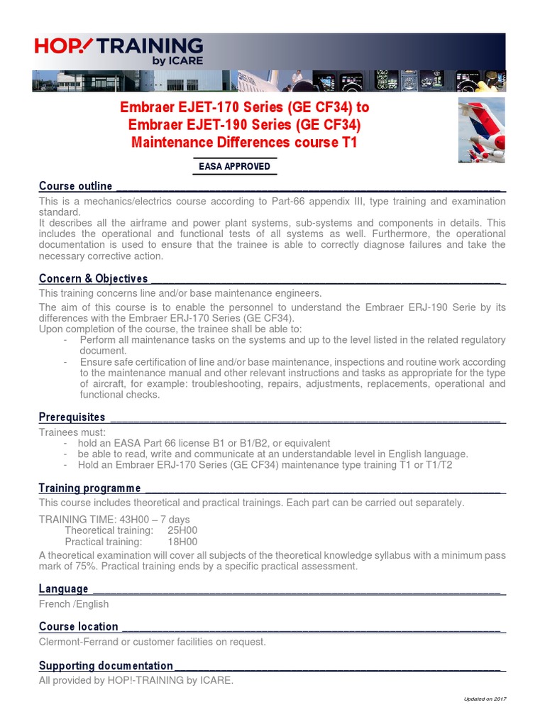 EJET 170 To EJET 190 Differences Course T1 | PDF | Test (Assessment ...