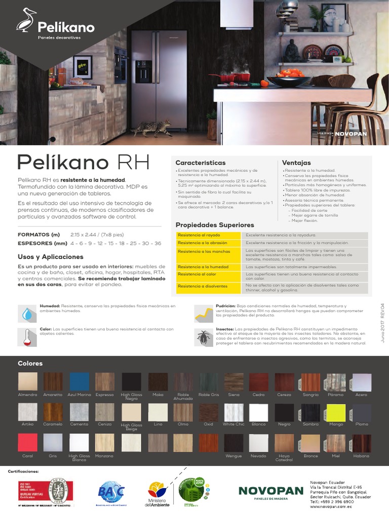 Colores y características de Melamina Pelikano | PDF | Materiales ...
