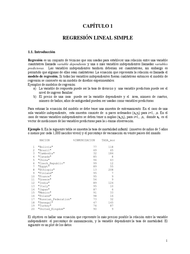 Cap 1.regresión Lineal Simple | PDF | Análisis de regresión | Intervalo ...