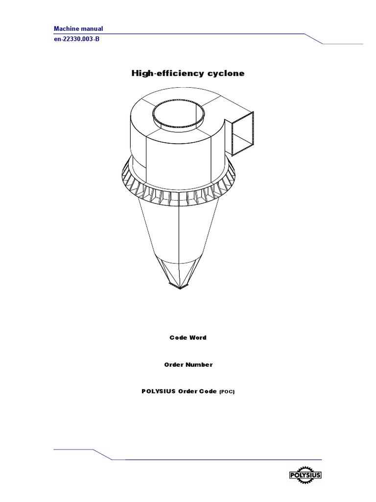 High-Efficiency Cyclone: Machine Manual En-22330.003-B | PDF ...