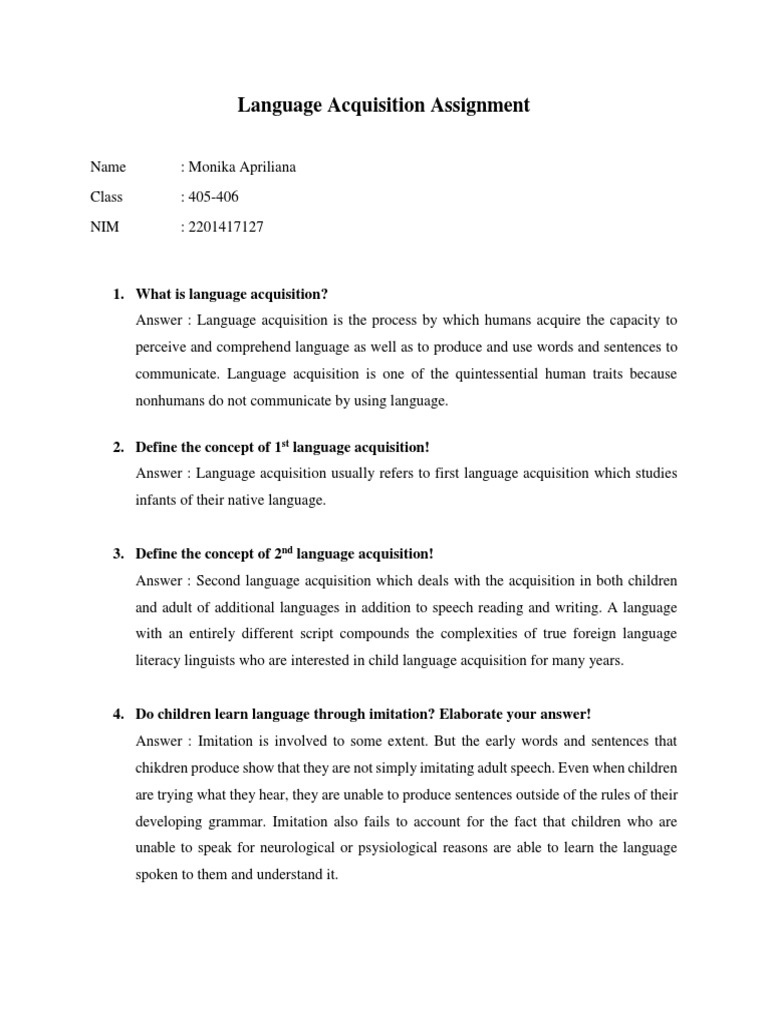 Language Acquisition Assignment | PDF | Language Acquisition ...