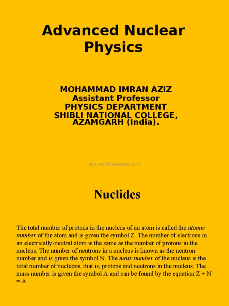 Advanced Nuclear Physics Guide | PDF | Atomic Nucleus | Neutron
