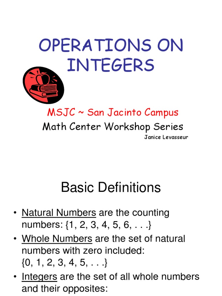 Operations On Integers: MSJC San Jacinto Campus | PDF | Division ...