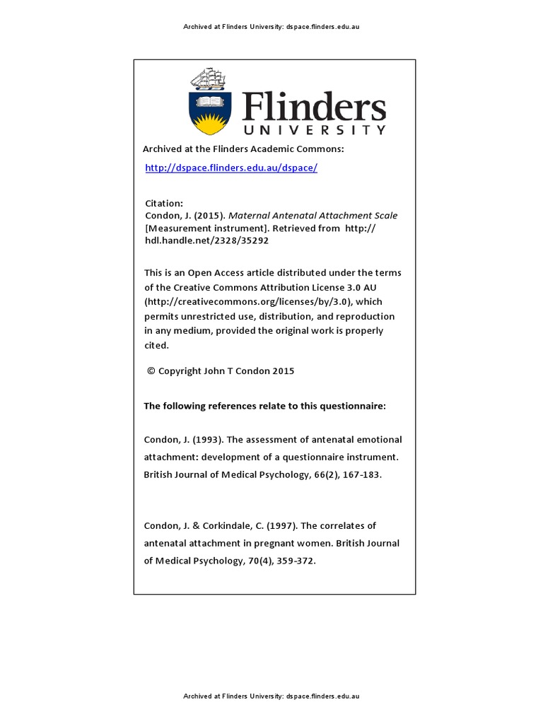 Maternal Antenatan Attachment Scale | PDF | Creative Commons License ...