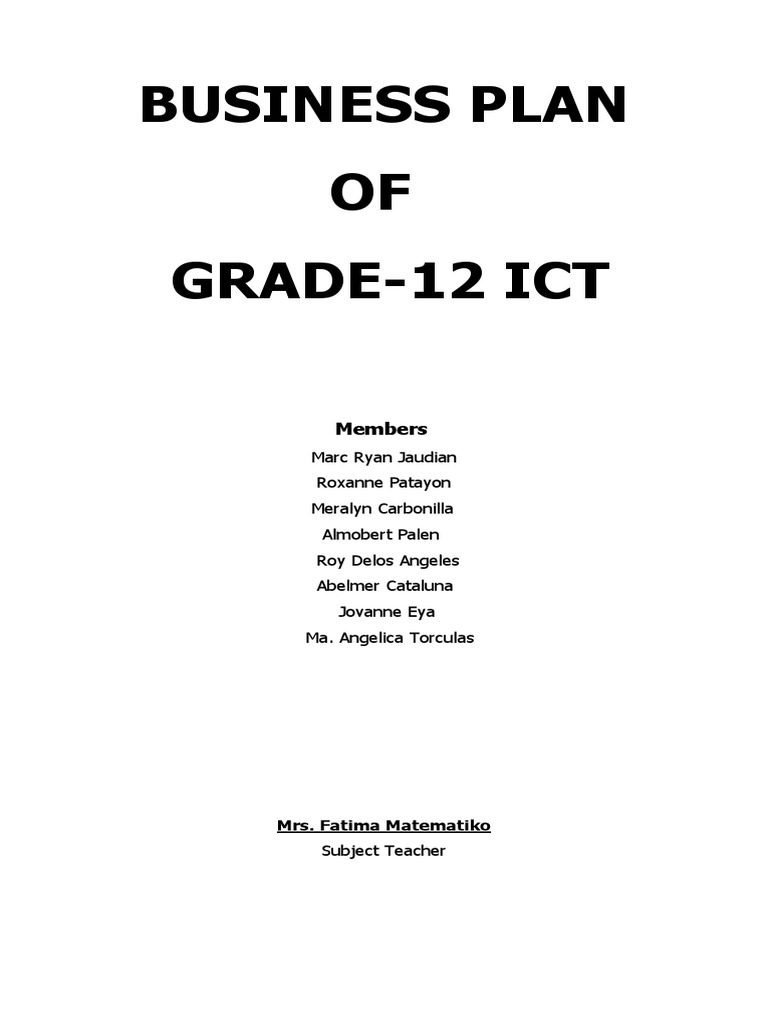 Business Plan OF Grade-12 Ict: Members | PDF