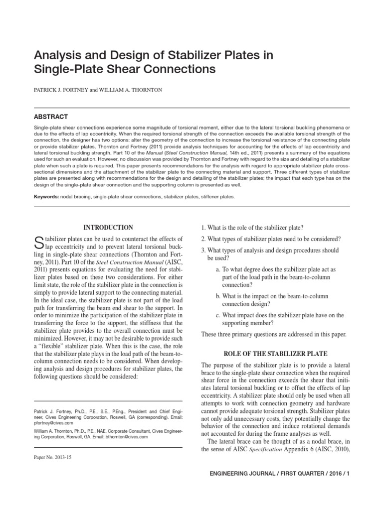 Analysis and Design of Stabilizer Plates in PDF | PDF | Beam (Structure ...