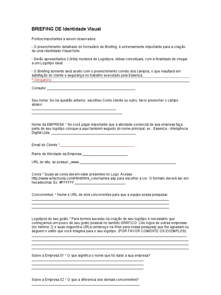 Briefing para Identidade Visual | PDF | Economia | Marca