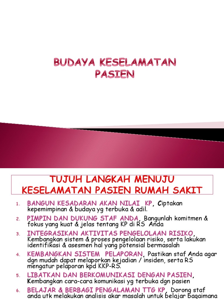 Budaya Keselamatan Pasien - PPT Ok | PDF