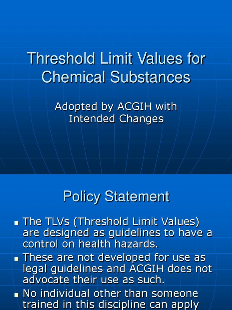 Guidelines for Understanding Threshold Limit Values (TLVs) for Chemical ...
