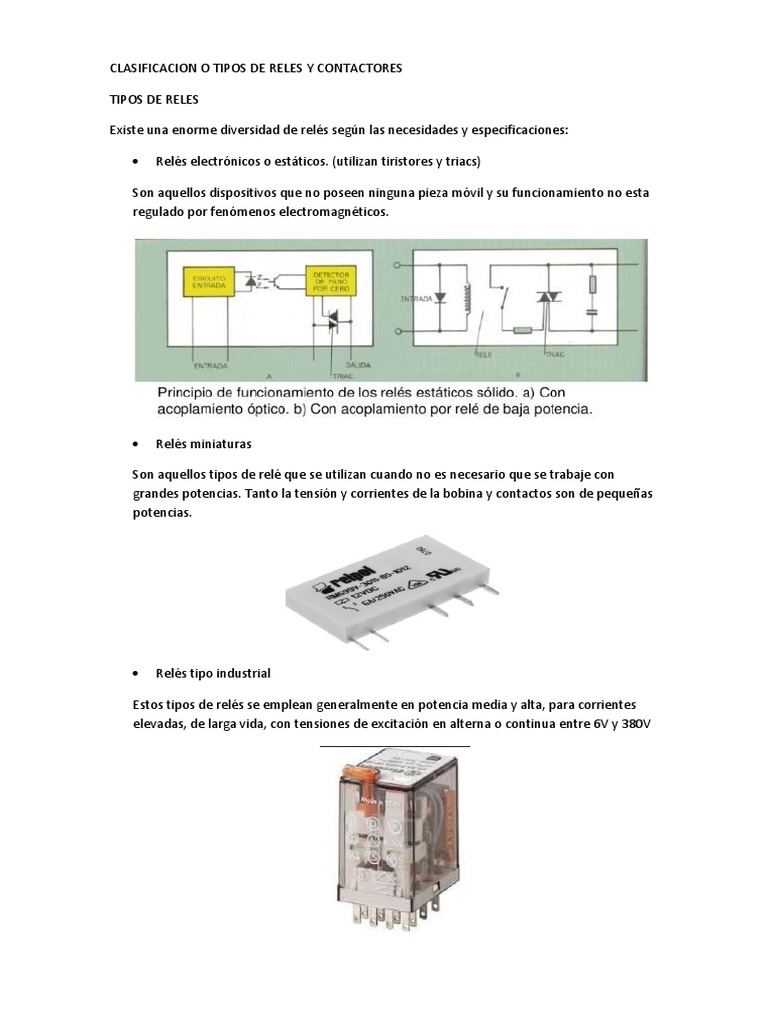 Clasificacion o Tipos de Reles y Contactores | PDF | Relé ...