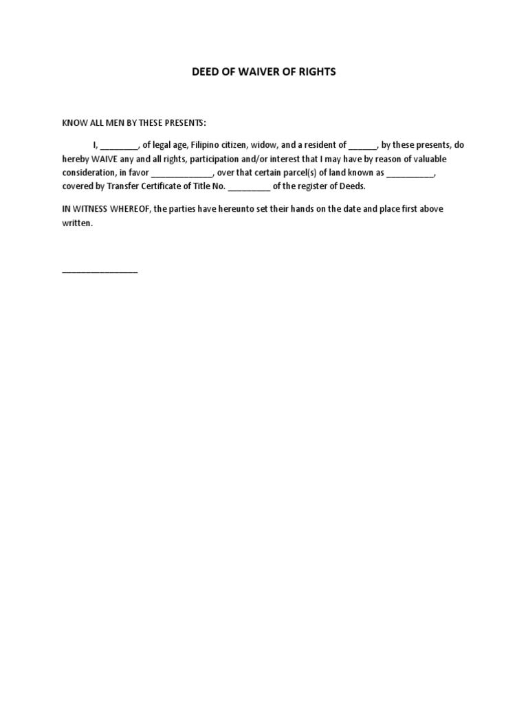 Deed of Waiver of Rights | PDF