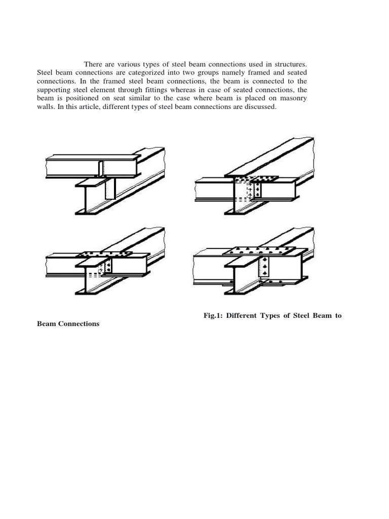 Types of Steel Beam Connections | PDF | Beam (Structure) | Welding