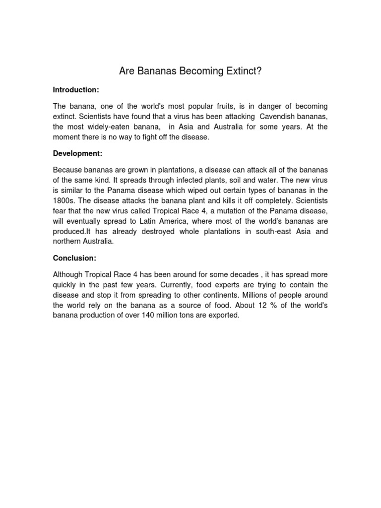 Bananas at Risk of Extinction | PDF | Wellness