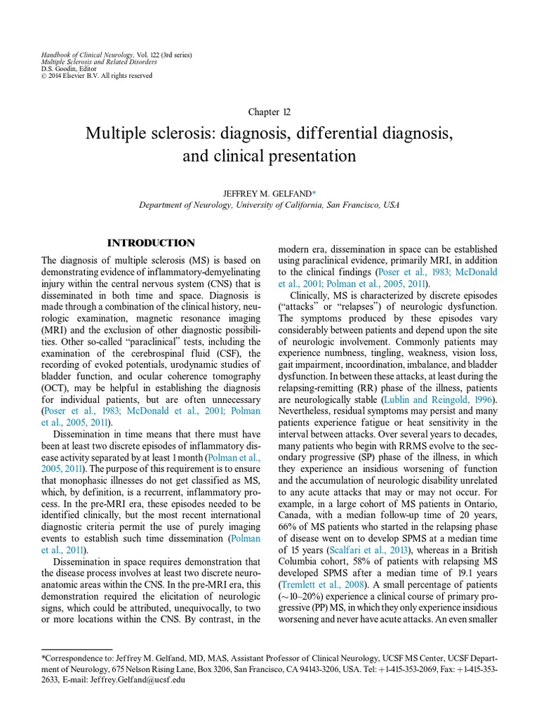 Esclerosis Multiple Presentación Clínica 2014 | PDF | Multiple ...