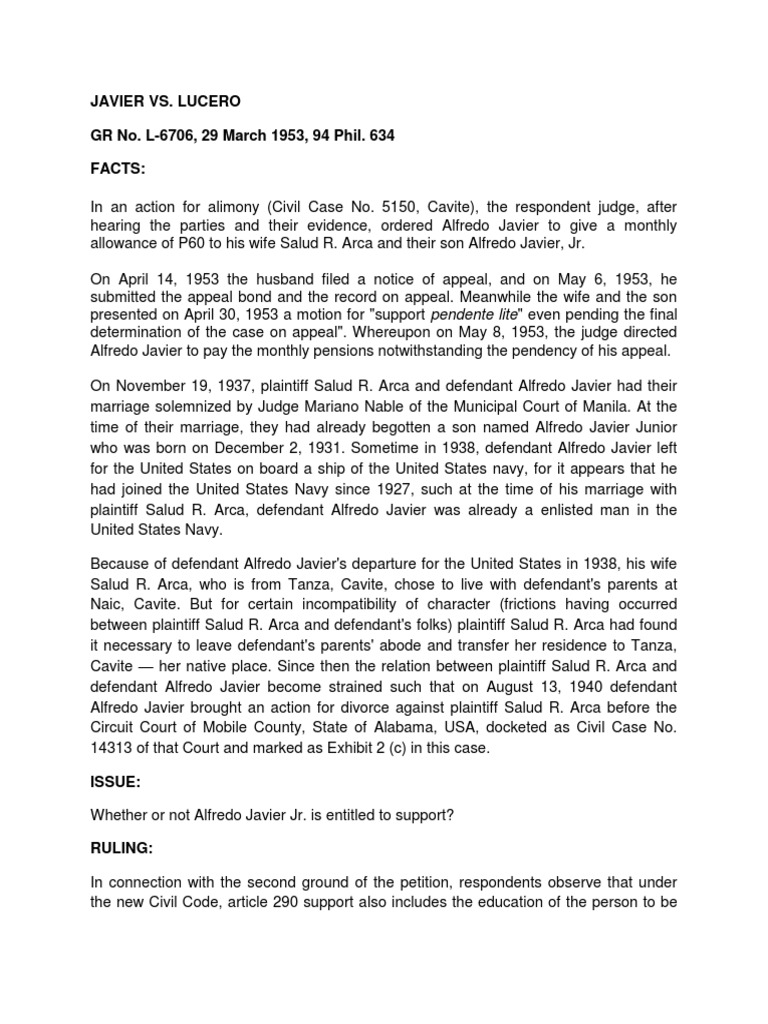 Javier Vs Lucero GR No. L-6706, March 29 1953 | PDF | Virginia Circuit ...