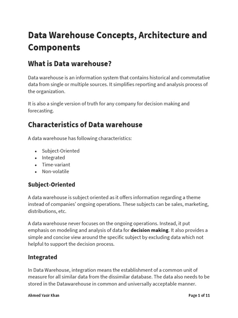 Data Warehouse Concepts | PDF | Data Warehouse | Databases