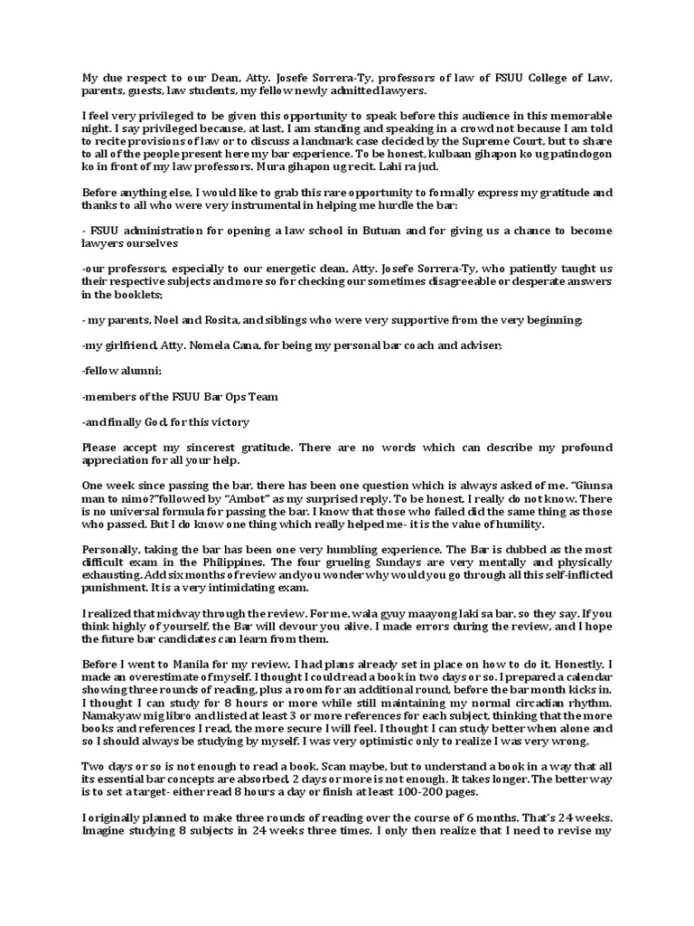 Testimonial Speech | PDF