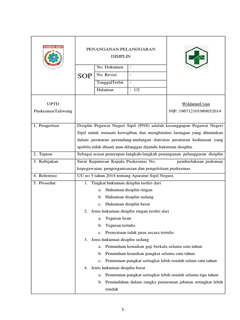 Sop Pelanggaran Disiplin | PDF