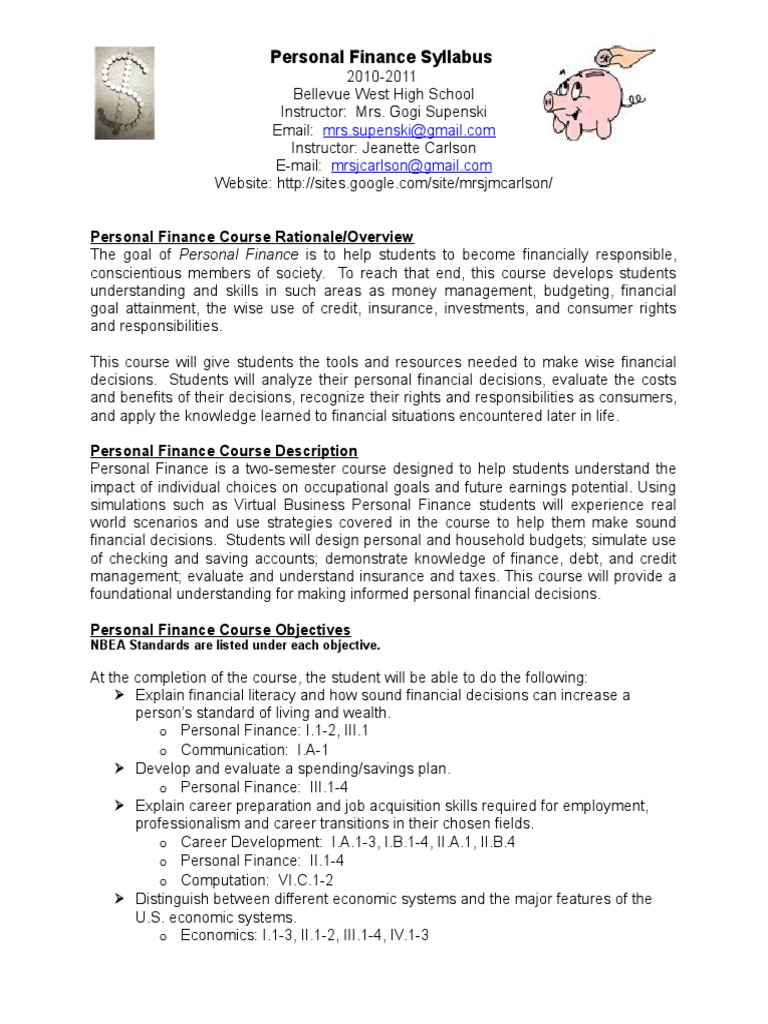 Personal Finance Syllabus | PDF | Personal Finance | Credit Card