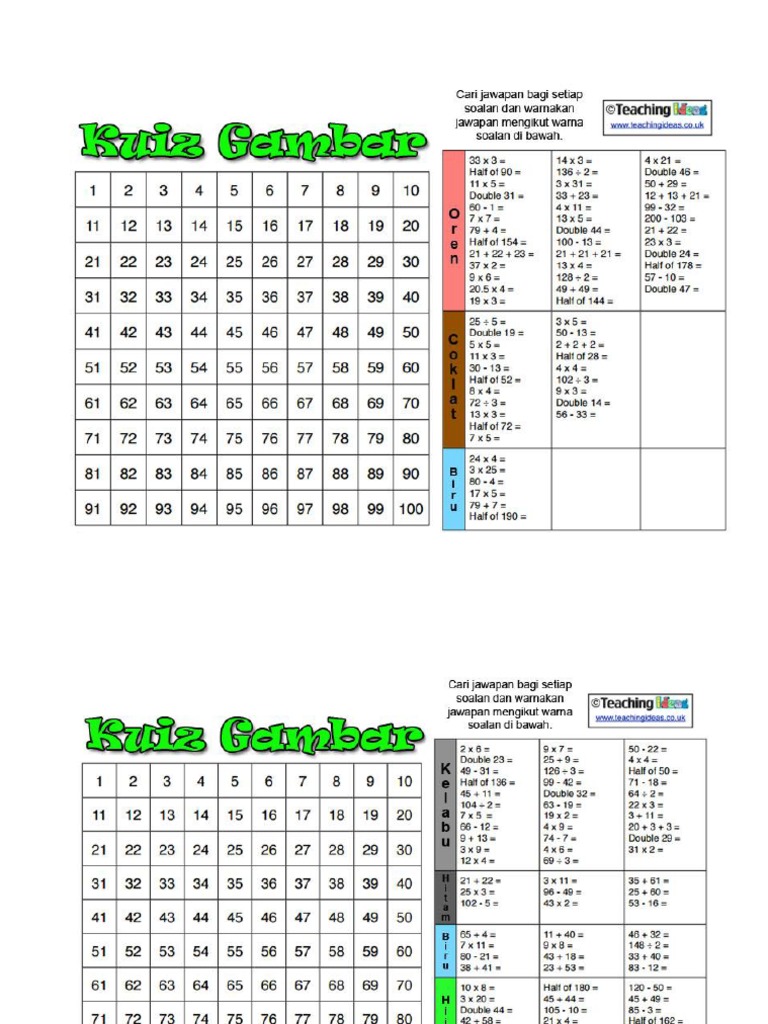 Kuiz Bergambar Matematik | PDF