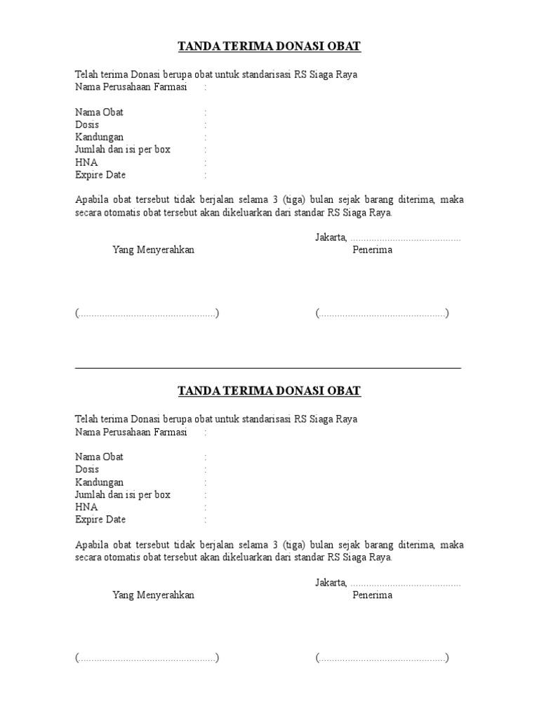 Tanda Terima Donasi Obat | PDF